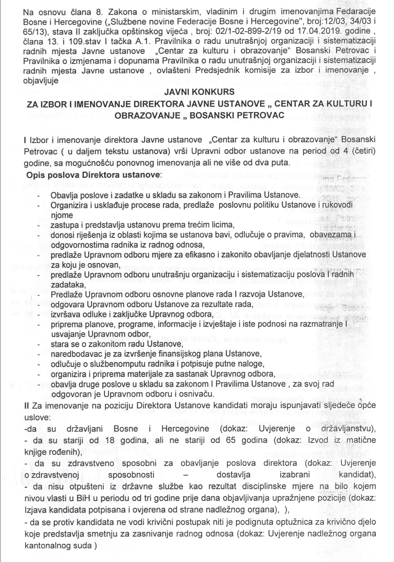 Javni konkurs za izbor i imenovanje direktora JU Centar za kulturu i ...